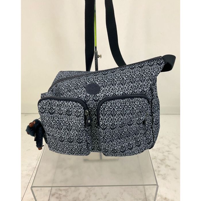Vintage Kipling Blue Printed Fabric Top Zip Crossbody Bag | Grailed