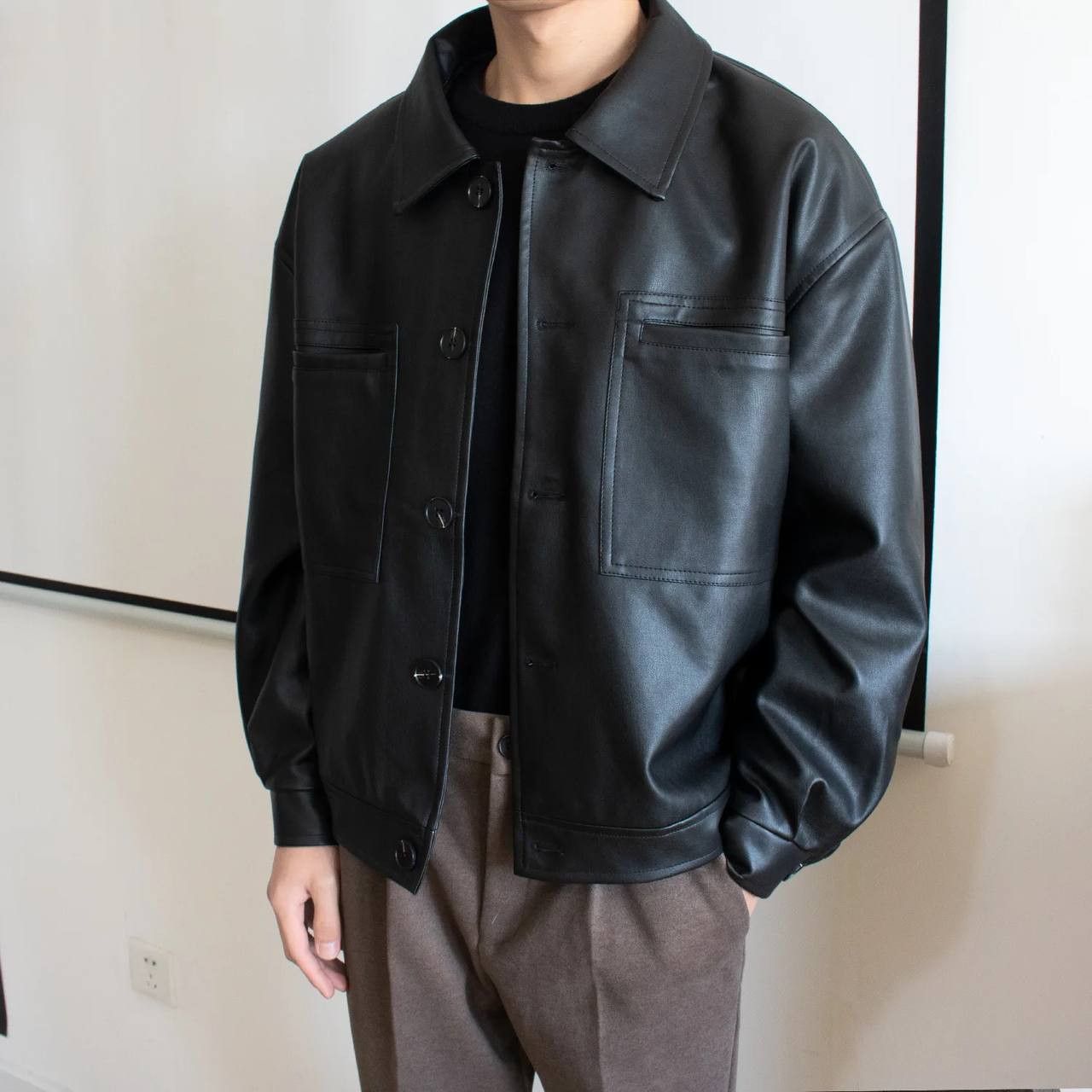Japanese Brand × Streetwear × Vintage Men's loose fit leather jacket ...