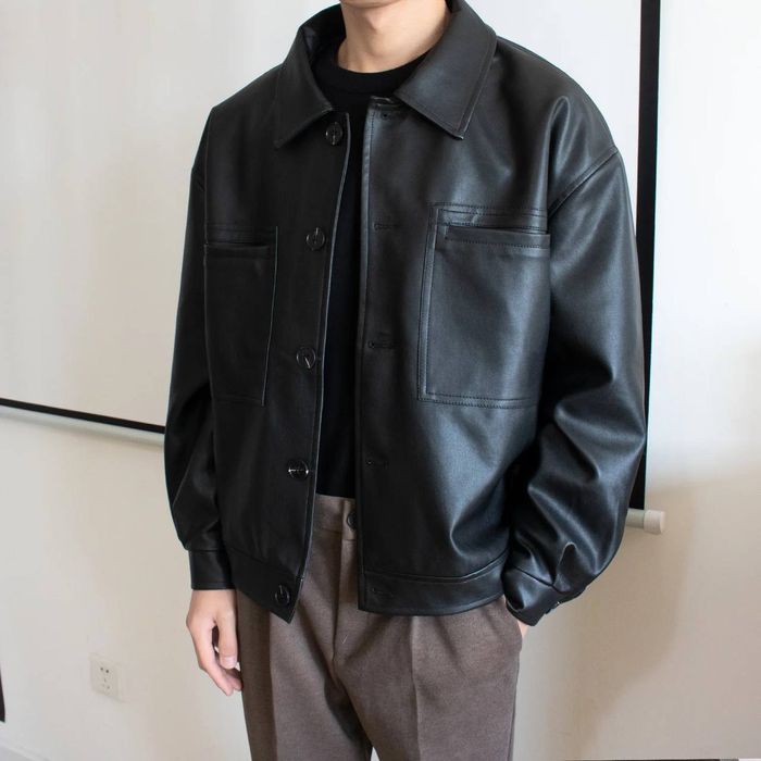 Vintage Men's loose fit leather jacket | Grailed