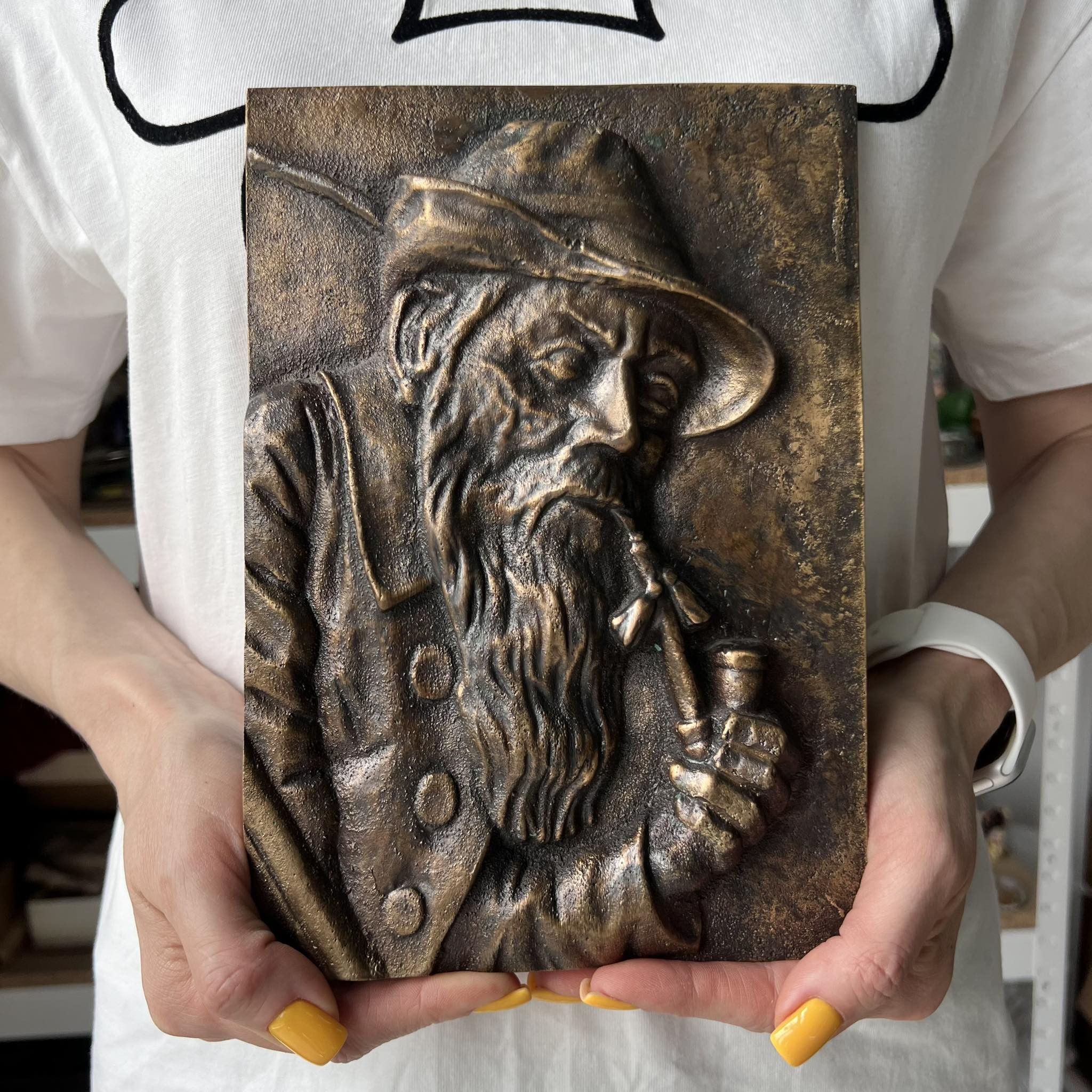 Vintage 3.7Kg Heavy Vintage Cast Bronze Bas-Relief Hunter Germany 3D ...