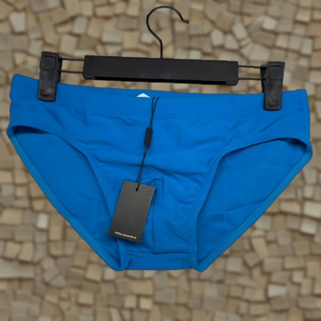 Vintage Todd Sanfield Swim Briefs Men's Medium Blue Solid Swimsuit ...