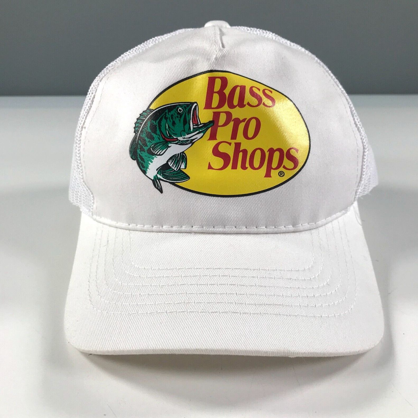 Bass Pro Shops Bass Pro Shops Snapback Hat White Curved Brim Fishing ...