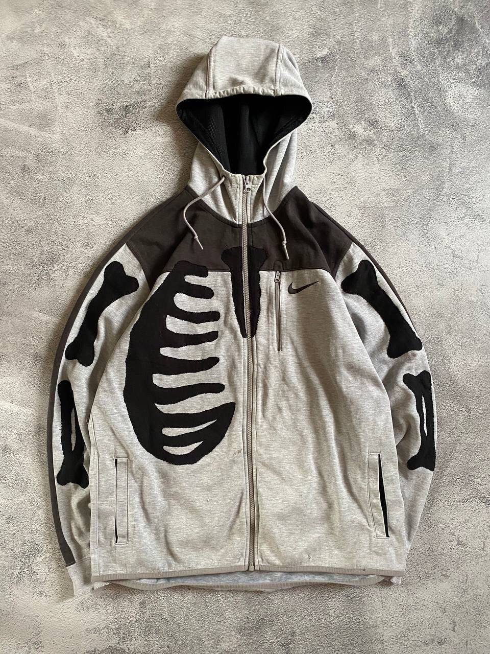 Nike Distressed vintage nike custom skeleton y2k hoodie | Grailed