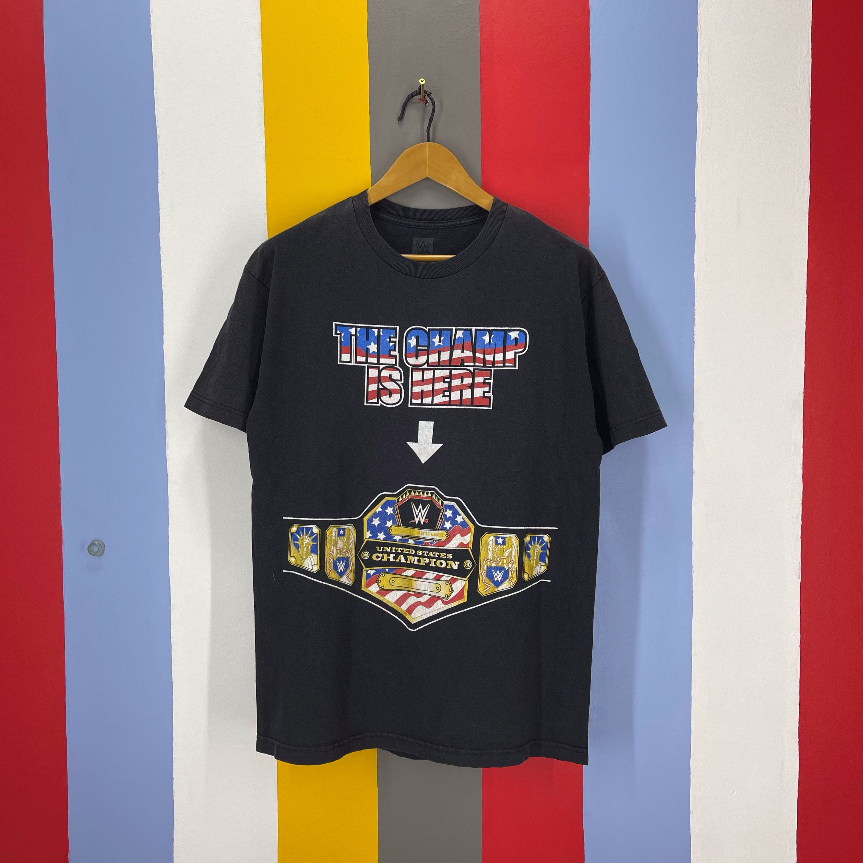 Wwe × Wwf THE CHAMP IS HERE US CHAMPION Crew Neck T Shirt #1300/AS ...