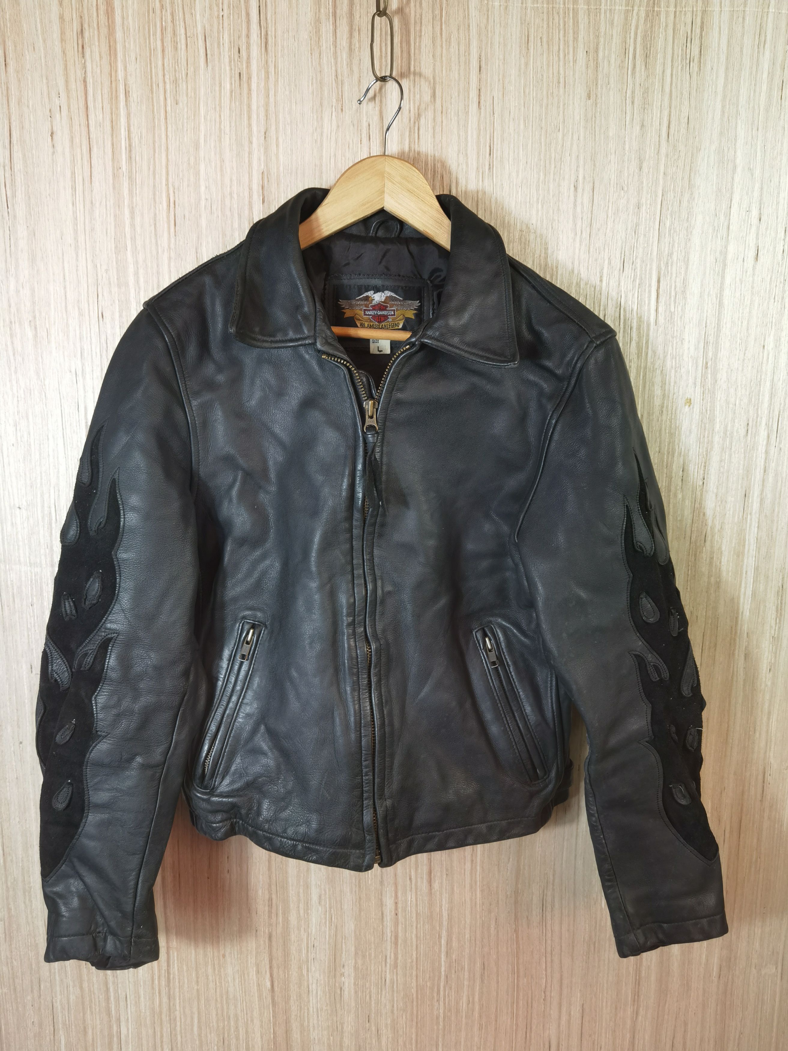 Harley Davidson G7 Harley Davidson Biker Fire Leather Jacket | Grailed