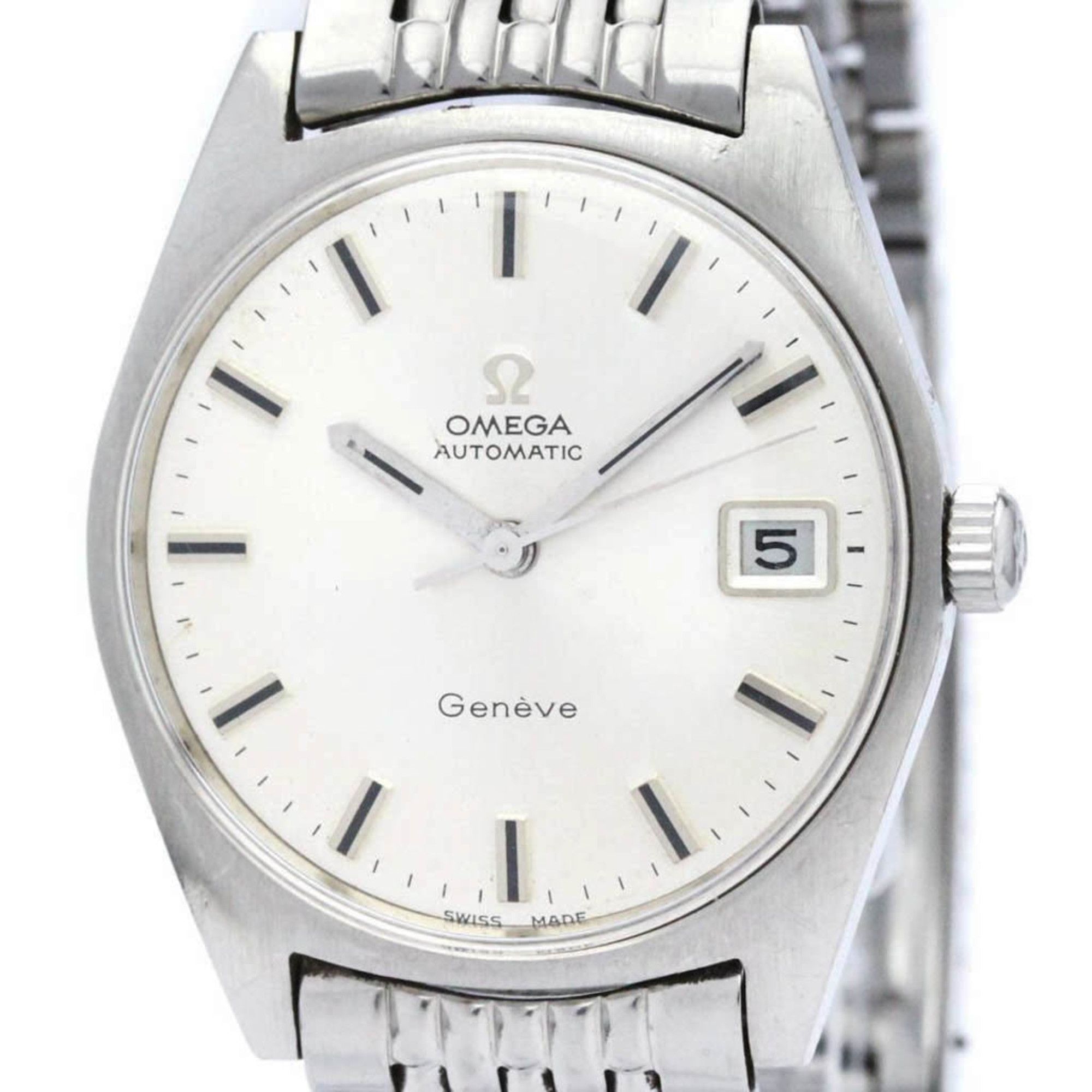 Omega Vintage OMEGA Geneve Cal 565 Rice Bracelet Steel Mens Watch 166. ...