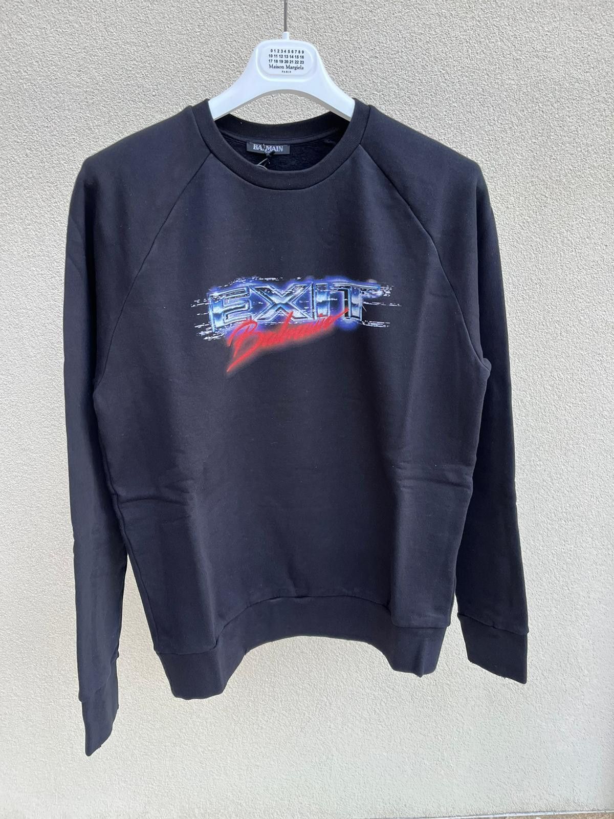 Balmain Exit Logo Crewneck Sweater in Black / Multicolor | Grailed