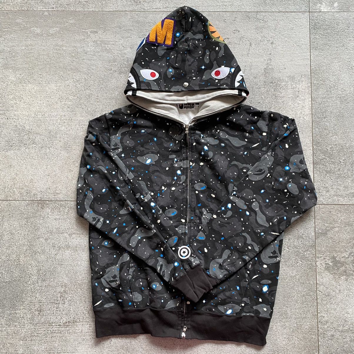 Bape A Bathing Ape BAPE Space Camo Double Shark Full Zip Hoodie | Grailed