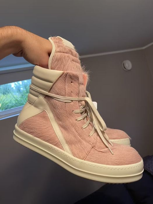 Rick Owens Rick Owens Pink Pony Hair Geobaskets | Grailed