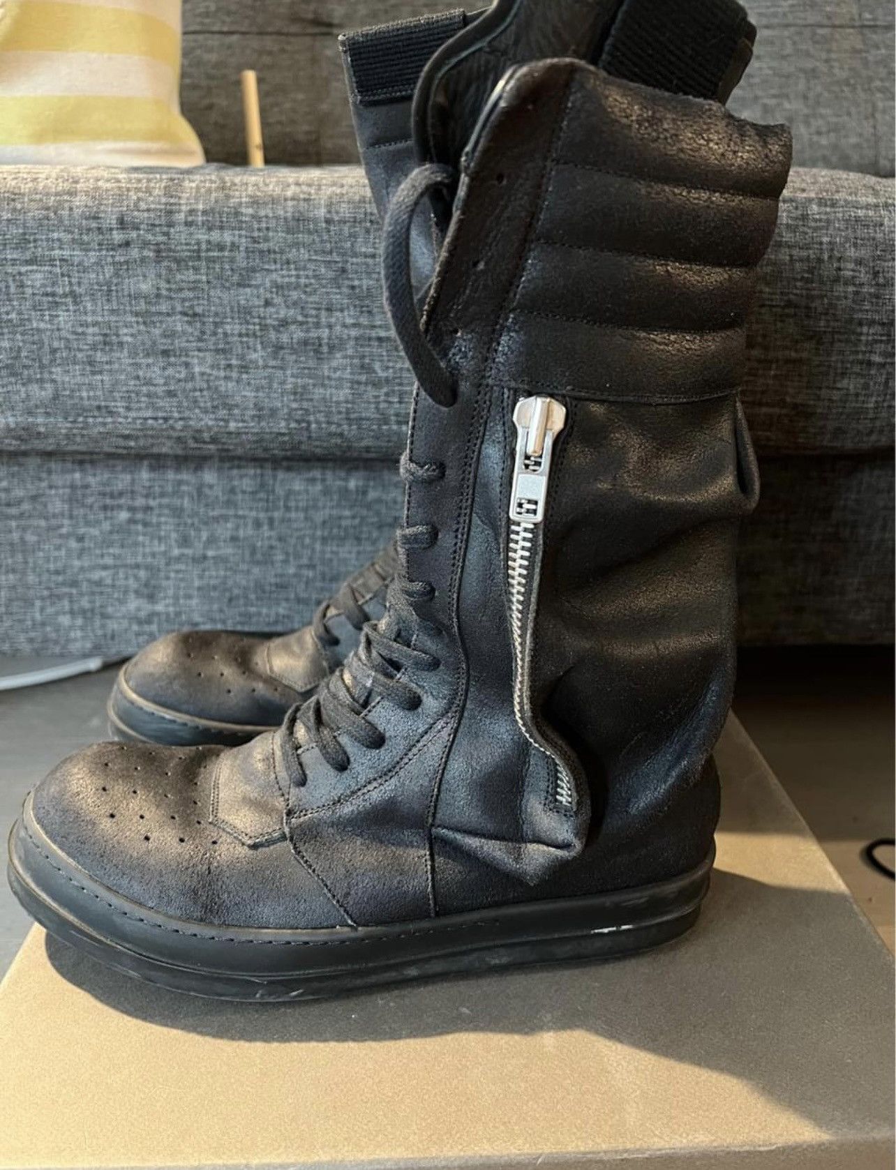 Rick Owens Rick owens cargo basket reverse leather black 41.5 eu | Grailed