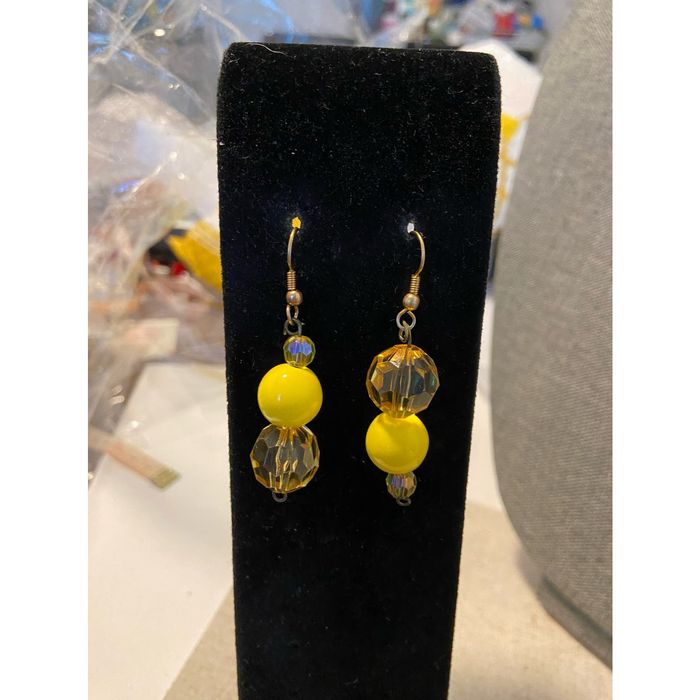 Generic Cute mismatched Handmade yellow bead earrings | Grailed