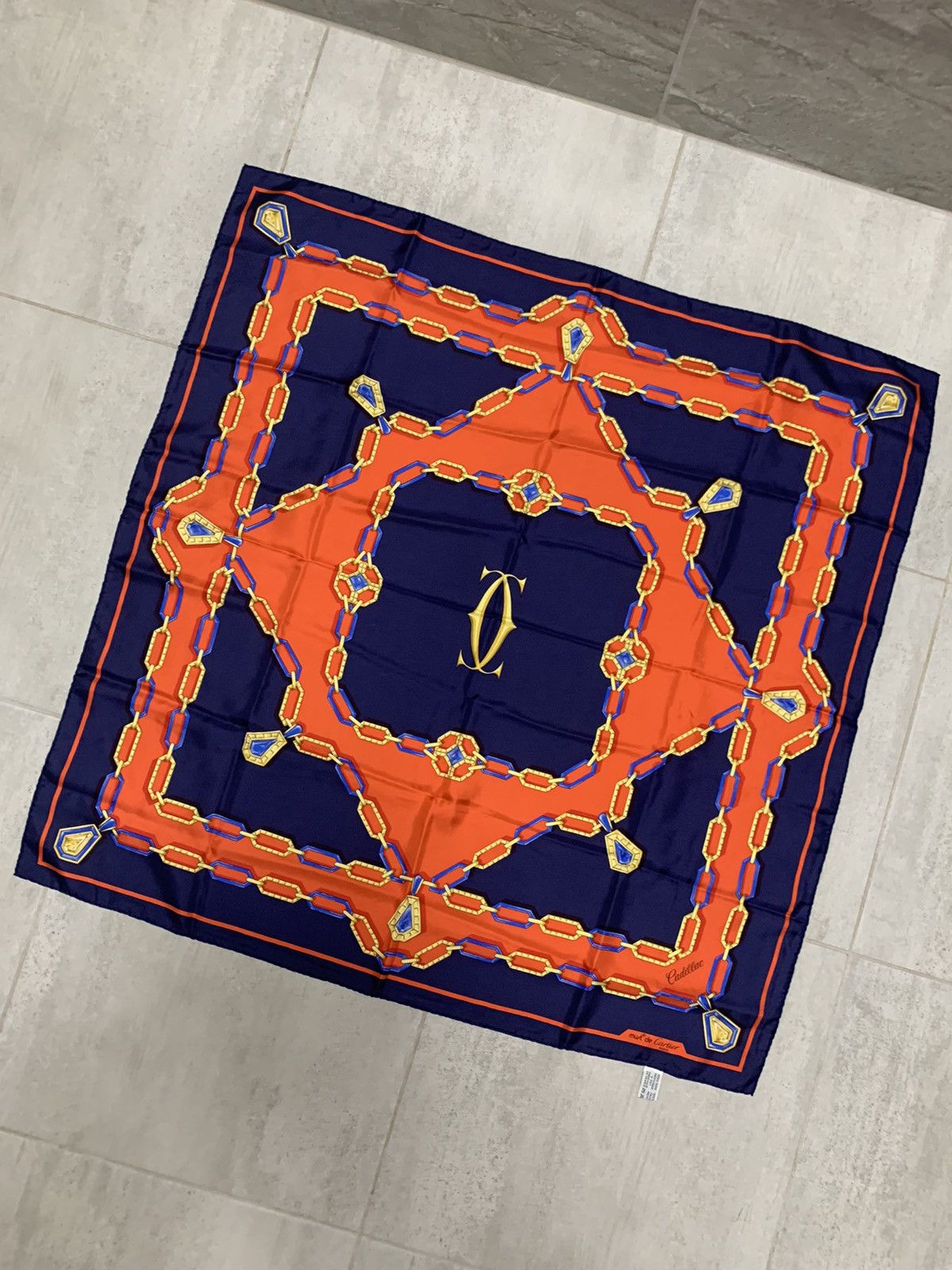 Cartier × Vintage Vintage Must De Cartier Cadillac Silk Scarf | Grailed