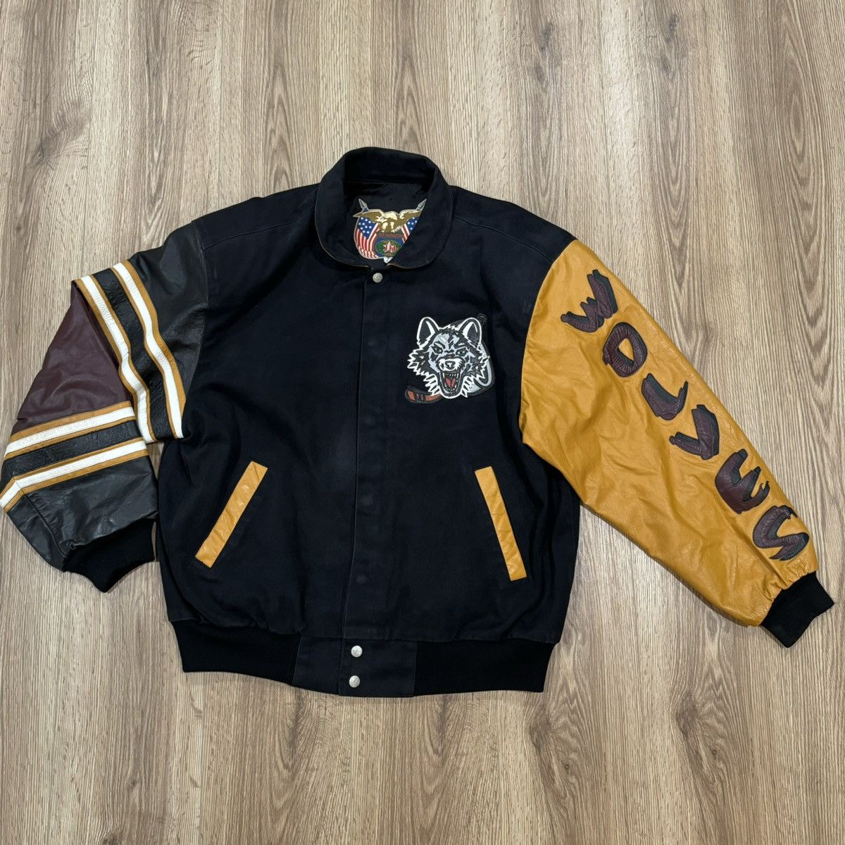 NHL × Vintage Very Rare Vintage Chicago Wolves NHL Leather Varsity ...