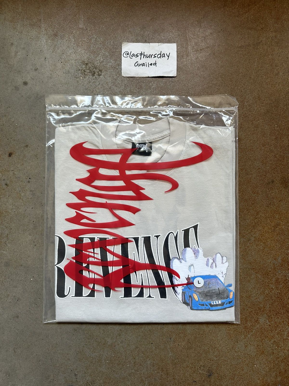 999 Club × Revenge Revenge x 999 Club Burnout Tee Cement Large | Grailed