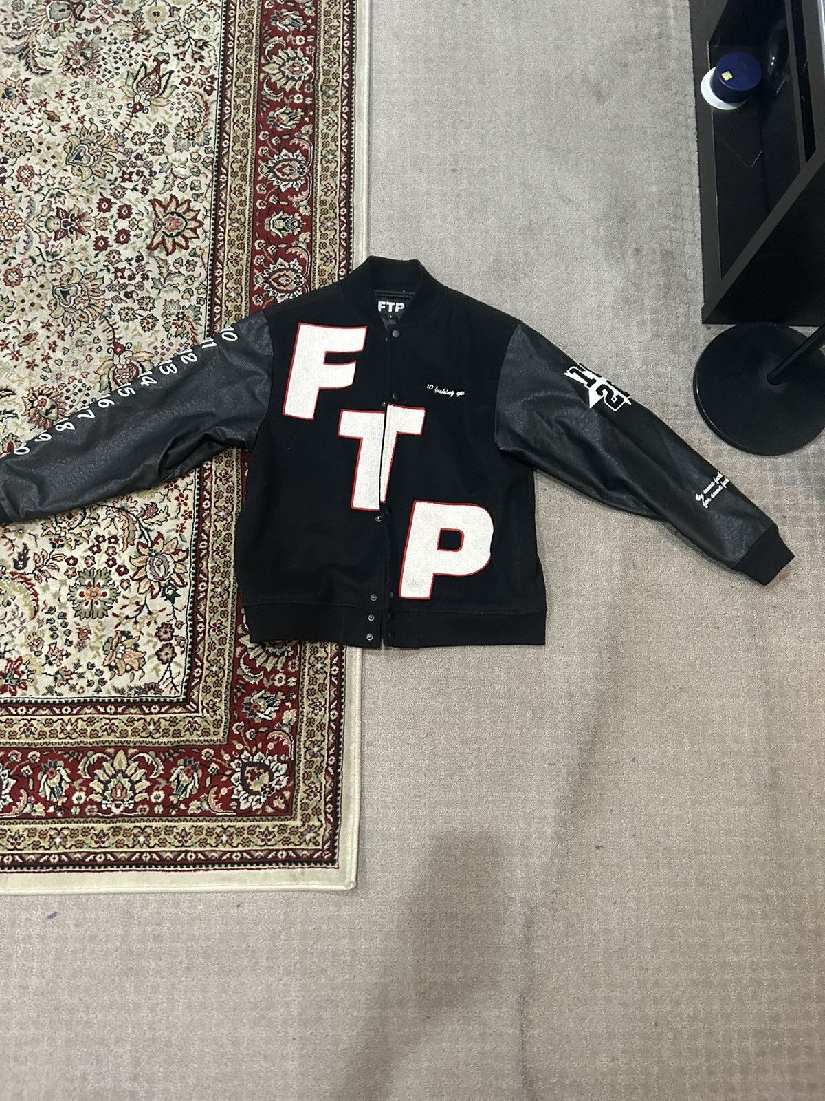 Fuck The Population FTP varsity leather jacket | Grailed