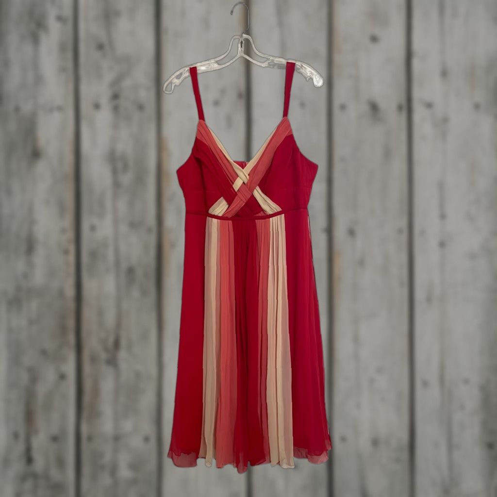 Vintage VTG Robbie Bee Silk Chiffon Red Pink V-Neck Mini Dress Sz 14 ...