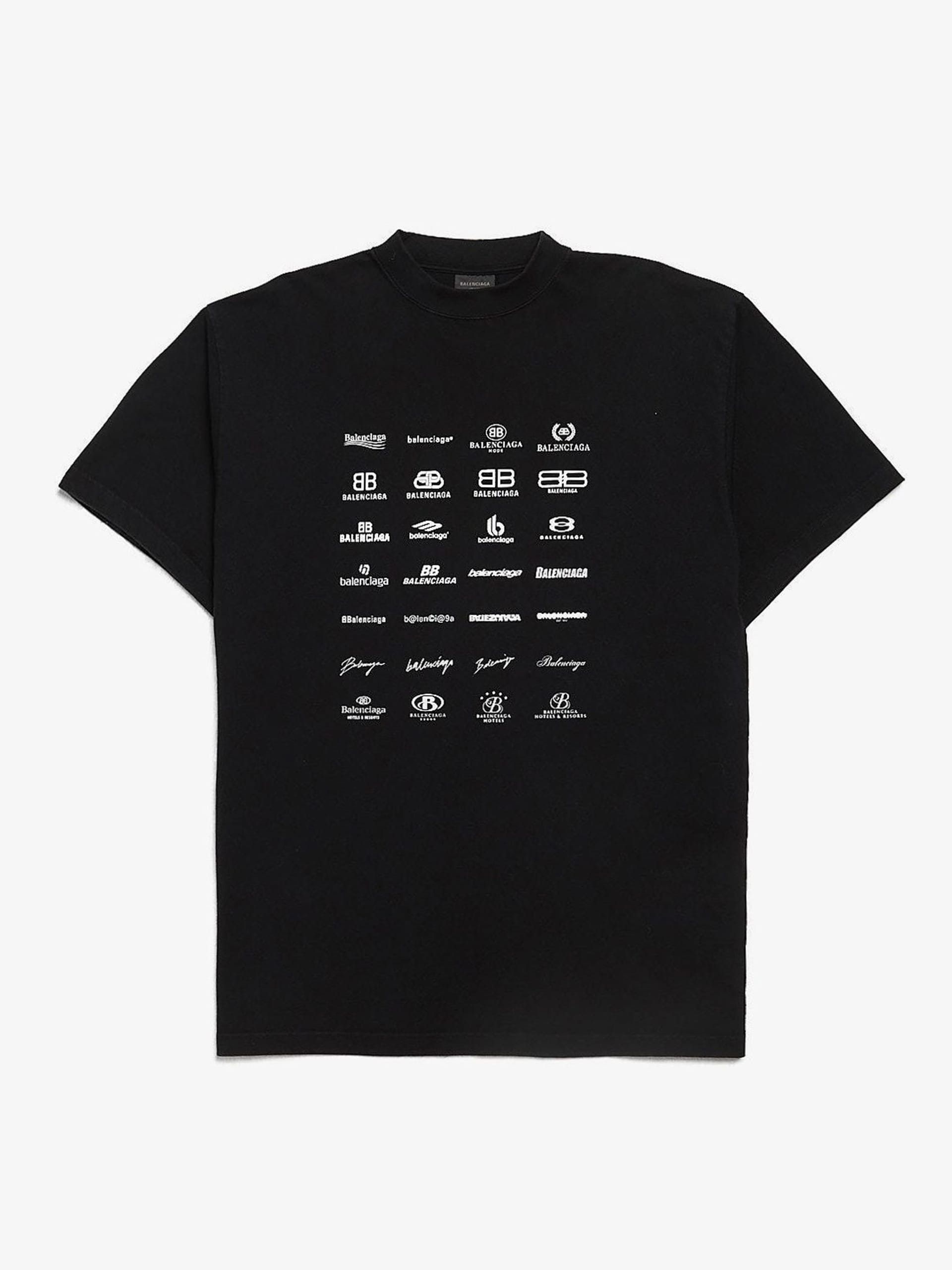 Balenciaga Black Multiple Logo T-Shirt | Grailed