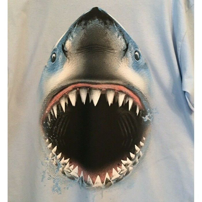 Gildan T Shirt Great White Shark Face Standard Unisex Large Light B | Grailed