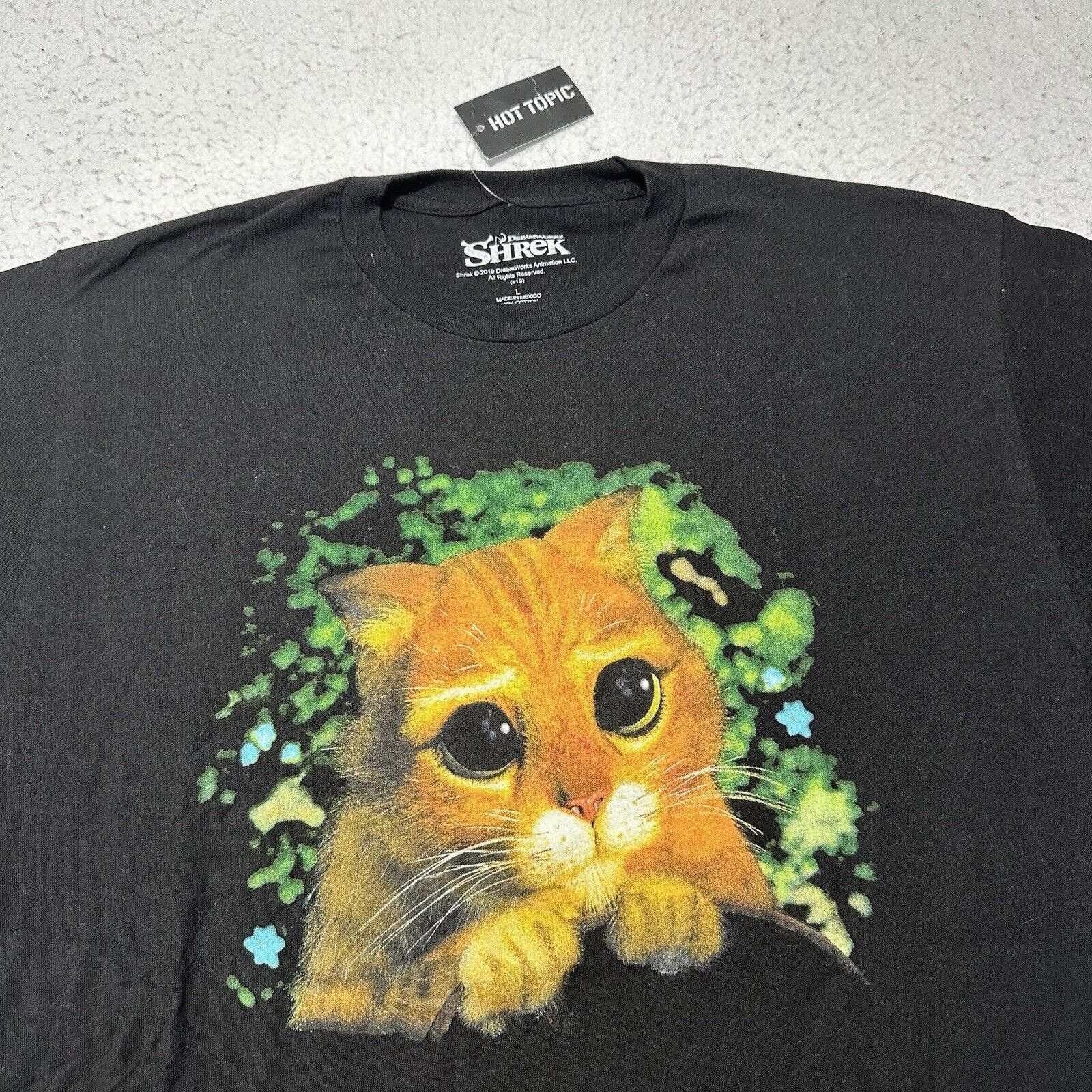 Other Shrek Large Puss In Boots Cat Graphic TShirt Black Hot Topic ...