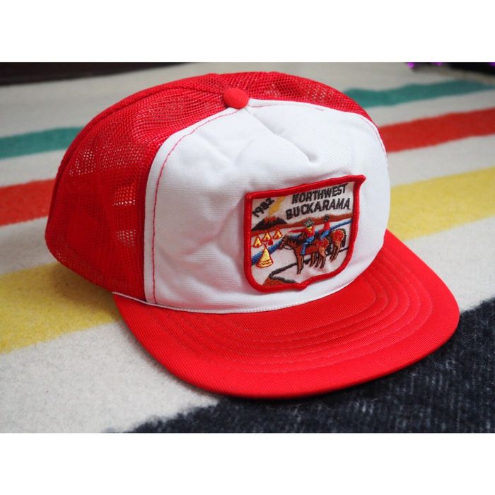 Vintage VTG 80s 1982 Northwest Buckarama Red White Foam Patch Mesh ...