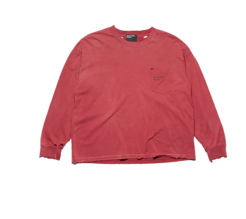 Enfants Riches Deprimes ERD THRASHED LOGO LS POCKET T-SHIRT RED | Grailed