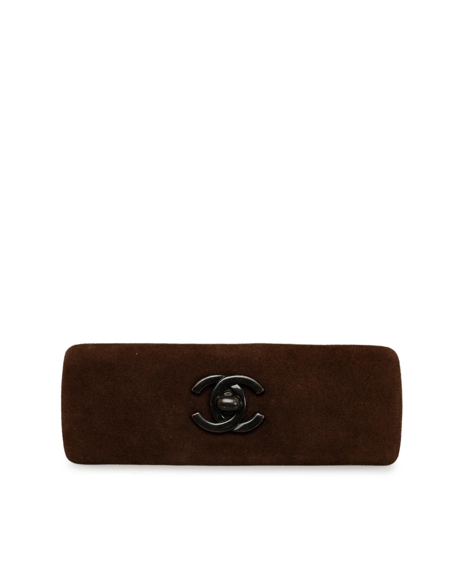 Chanel Suede Logo Hair Barrette | Grailed