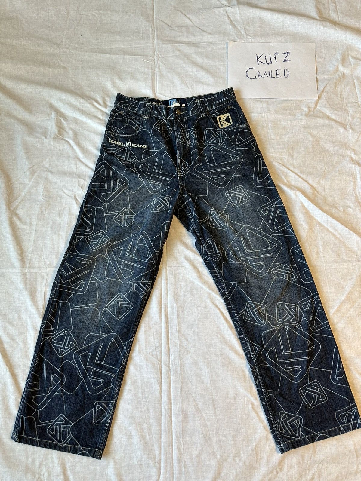 Vintage Karl Kani monogram Denim Rap Pants y2k street wear | Grailed
