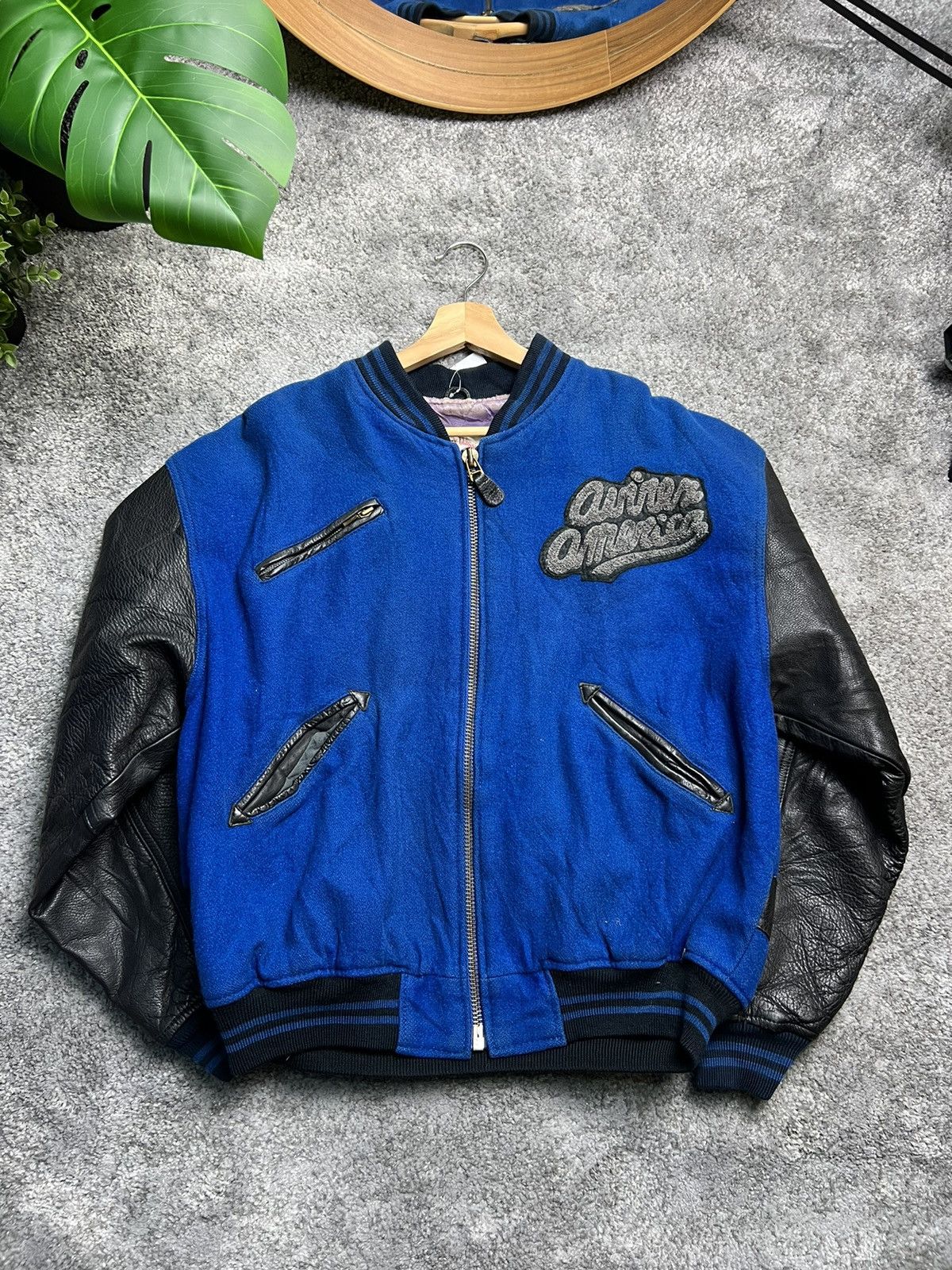 Vintage Vintage Avirex Varsity Leather Jacket Spell Out Zipper | Grailed