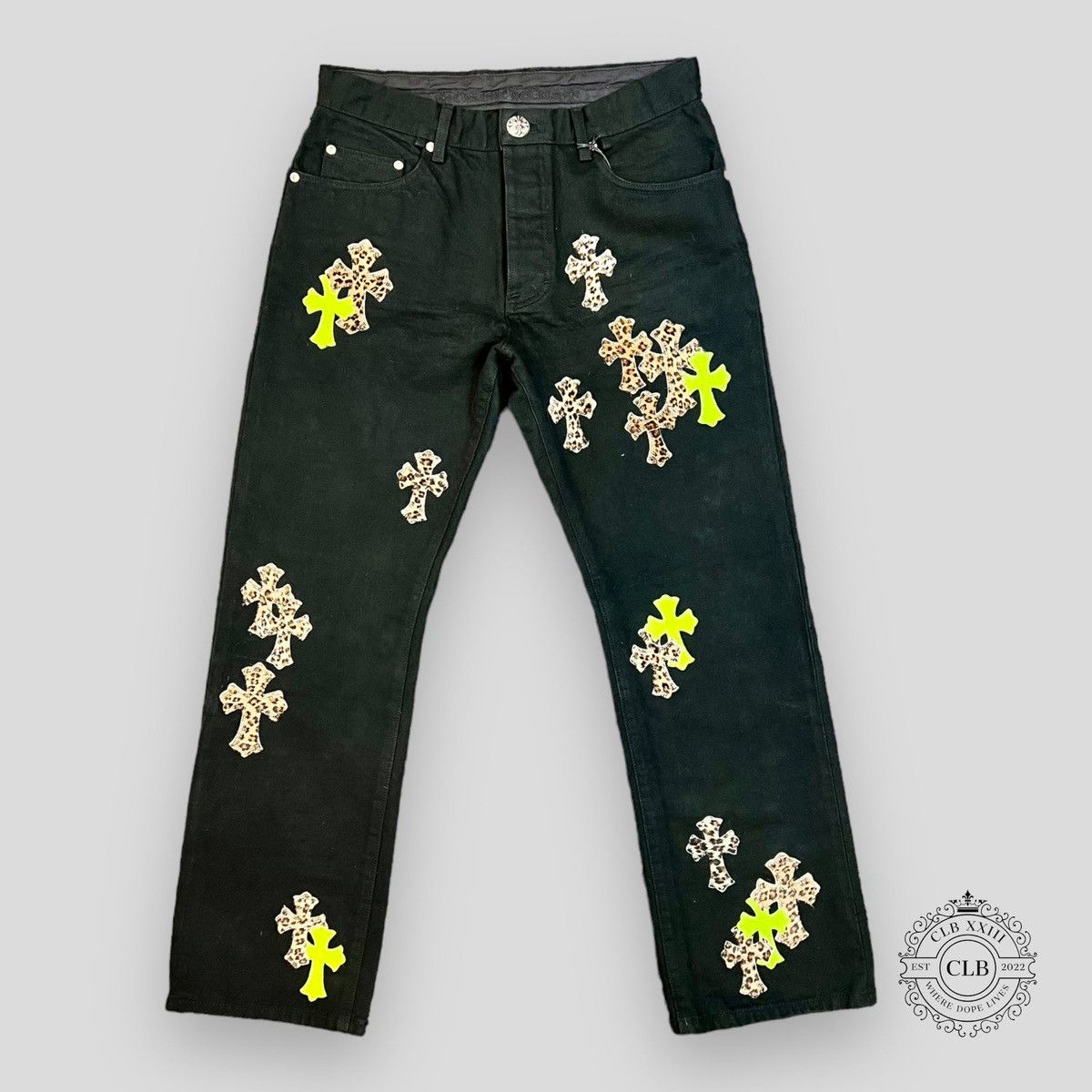 Chrome Hearts CHROME HEARTS PATCHWORK JEANS - LEOPARD / GREEN | Grailed