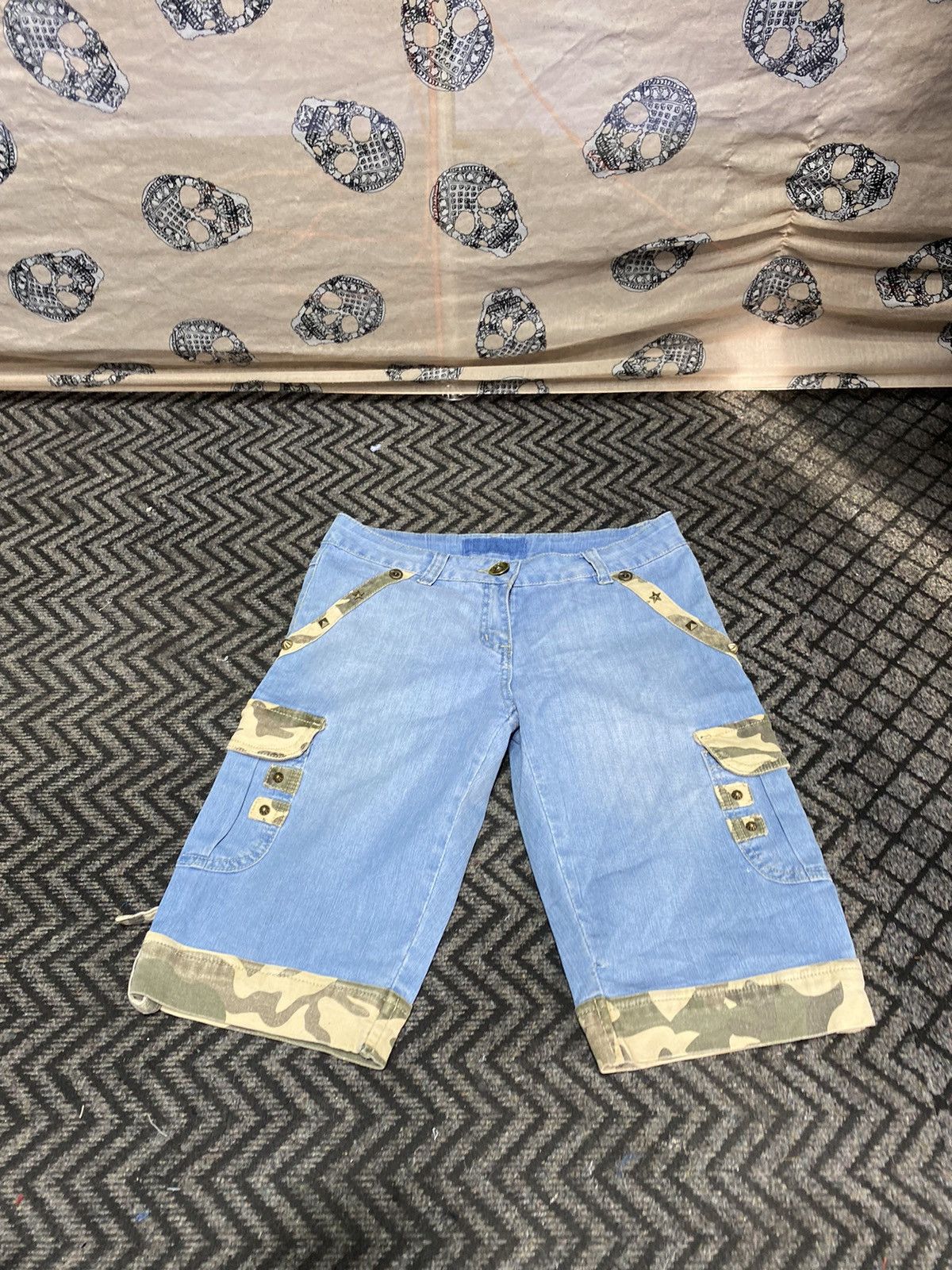 Avant Garde Vibes Jeans Baggy Wide Leg Dark Blue Denim Cargo Jorts Y2K ...