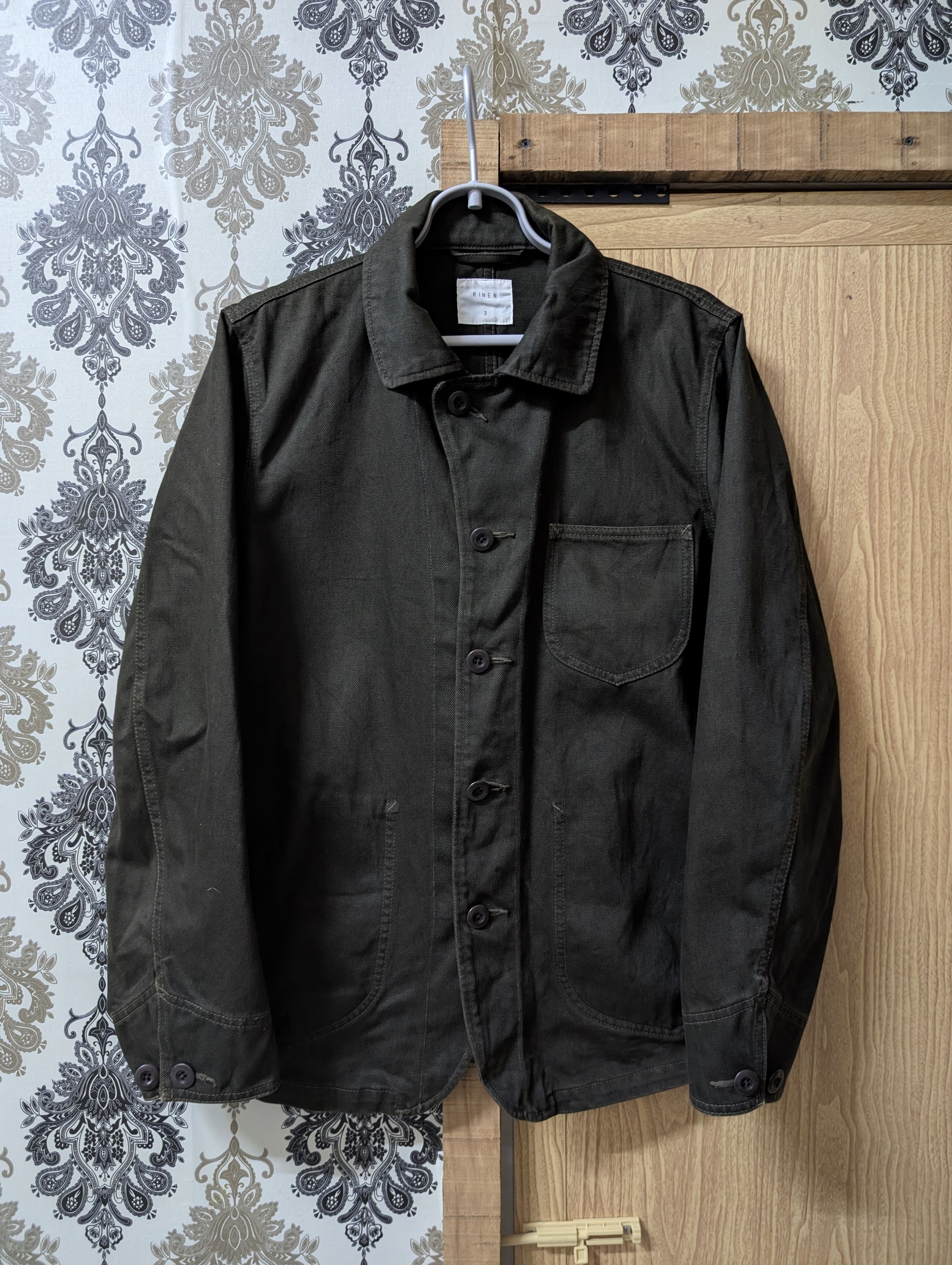 Japanese Brand Rinen Japan Trip Work Jacket Vintage Dark Brown Chore ...