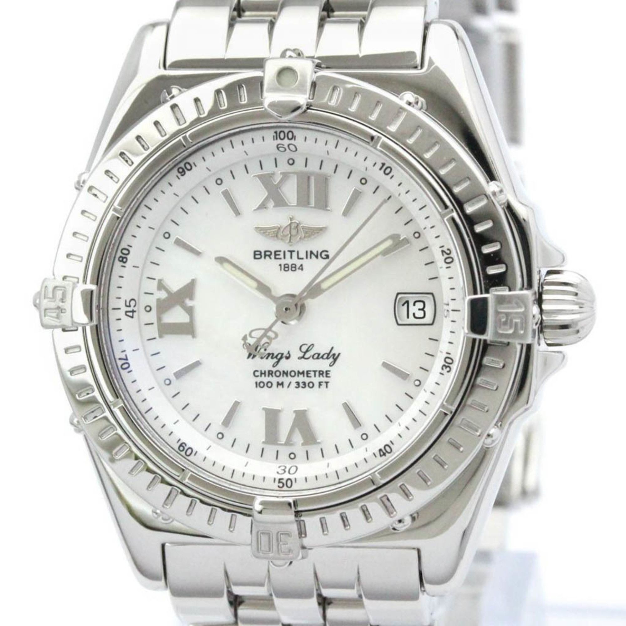 Breitling Polished BREITLING Wing Lady MOP Dial Steel Quartz Ladies ...