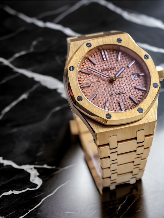 Seiko Seiko Mod Royal Oak Rose Dial Gold Automatic 41mm Watch | Grailed