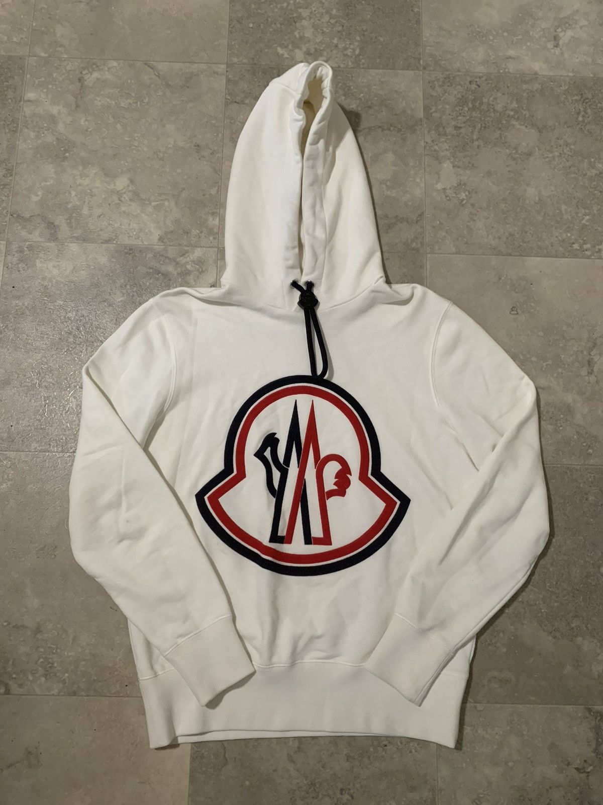 Moncler White Maglia Logo Hoodie | Grailed