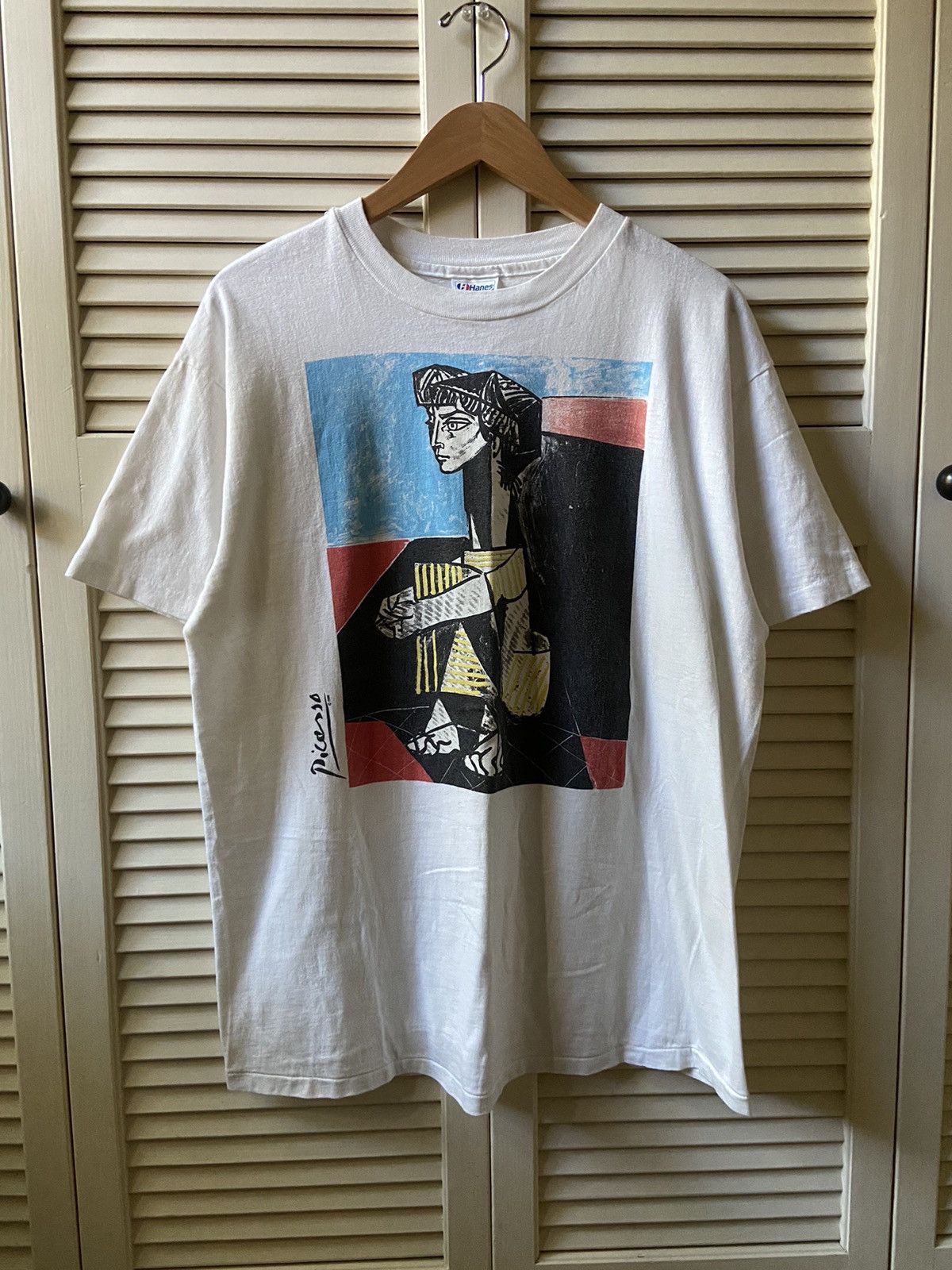Art × Picasso × Vintage RARE Vintage 1988 Pablo Picasso Art Tee White T ...