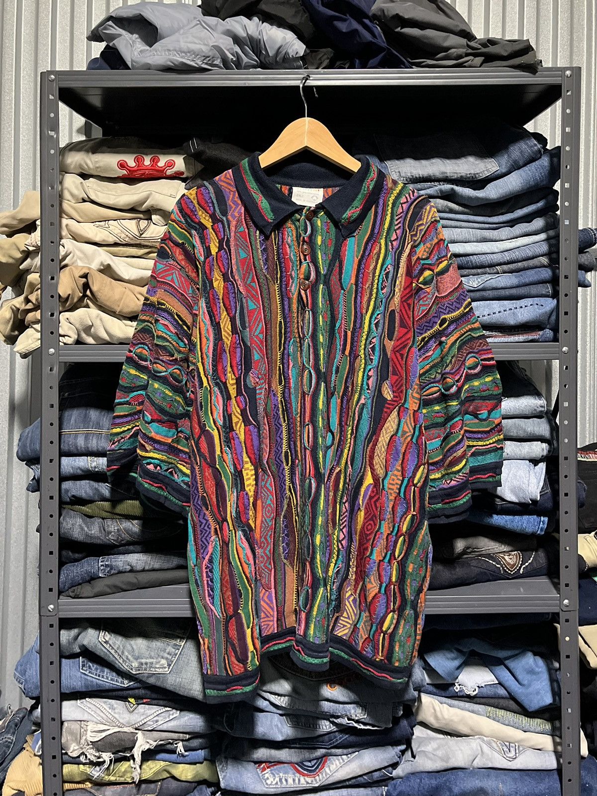 Vintage Crazy Vintage 90s Coogi Polo Sweater 3D Art Knit Bigger | Grailed