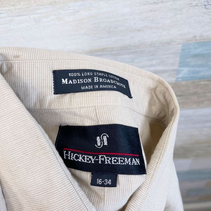Hickey Freeman Hickey Freeman Spread Dress Shirt Beige Button Front 16 ...