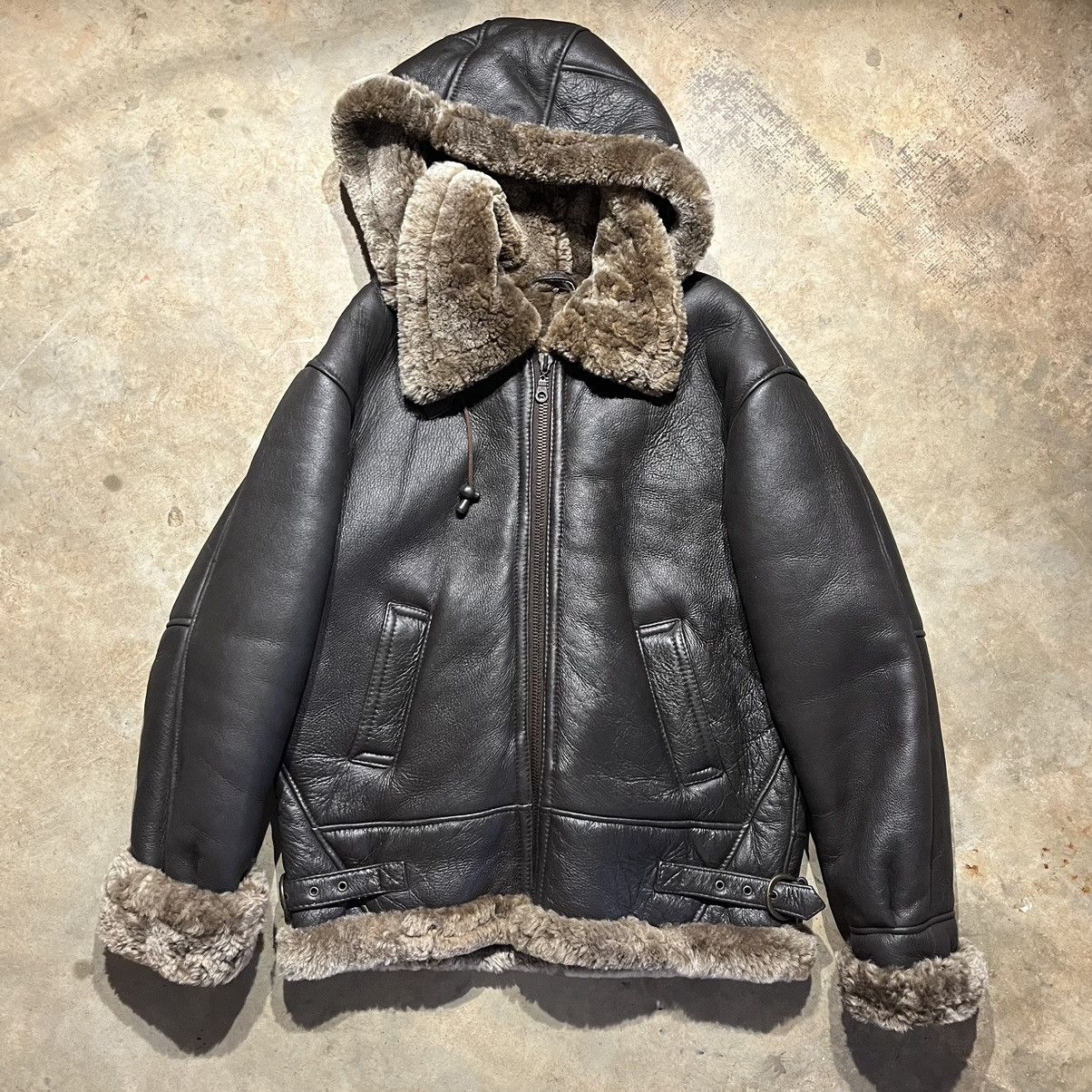 Made In Usa × Vintage Vintage 80s Milano Brown Leather Shearling Flight ...