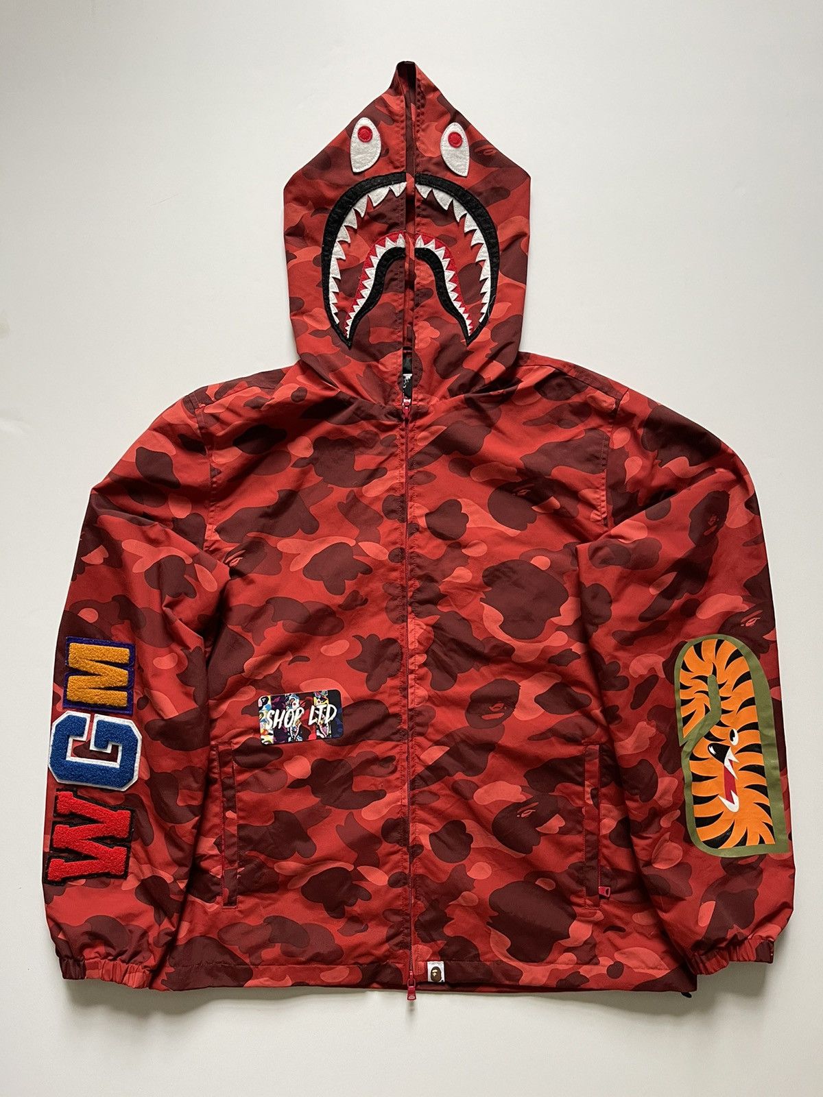 Bape A Bathing Ape Red Camo Shark Windbreaker Jacket | Grailed