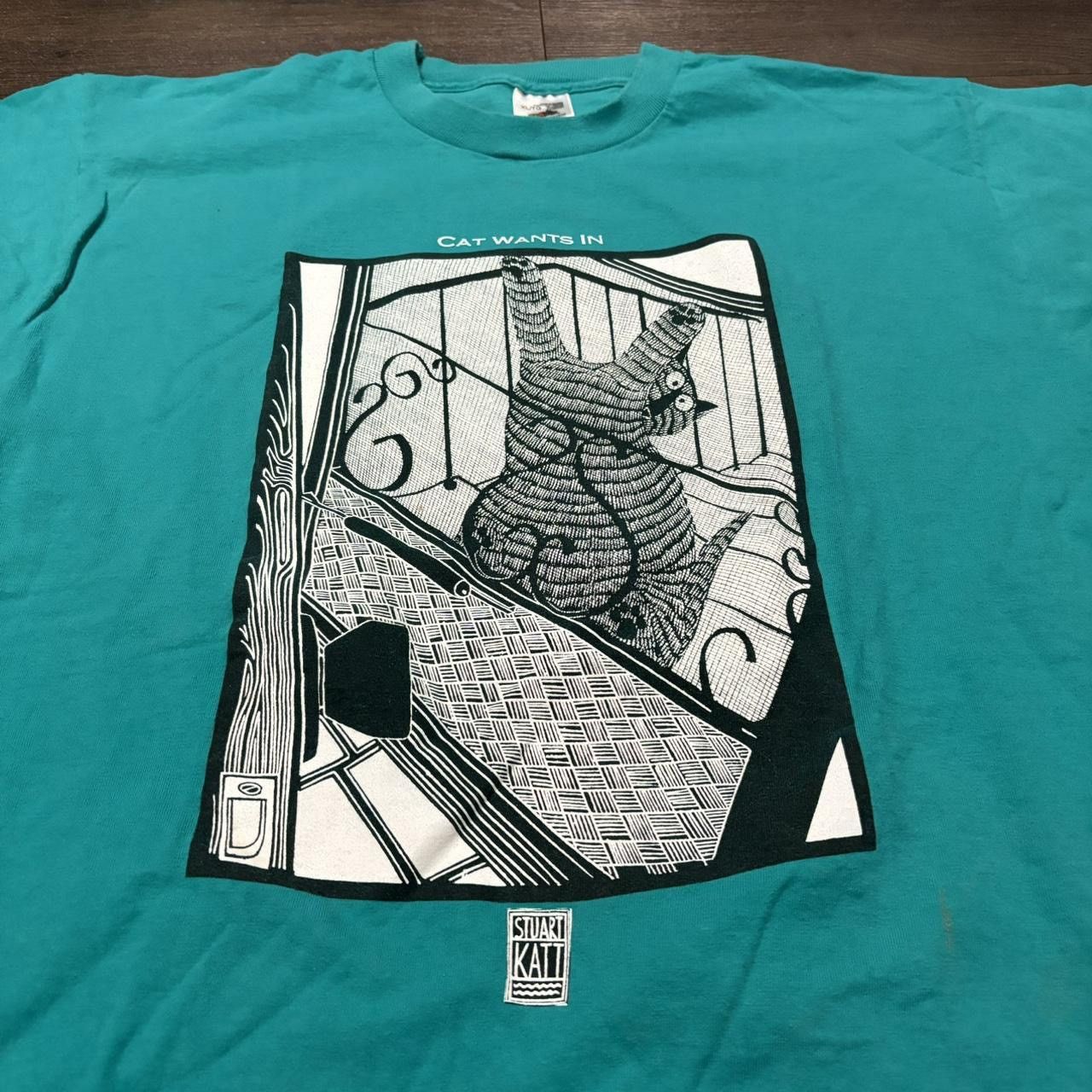 Art × Vintage vintage cat wants in cat wants out Stuart katt t shirt ...