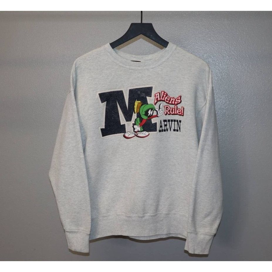 Vintage Vtg 90s Marvin the Martian Warner Bros Aliens Rule Crewneck ...