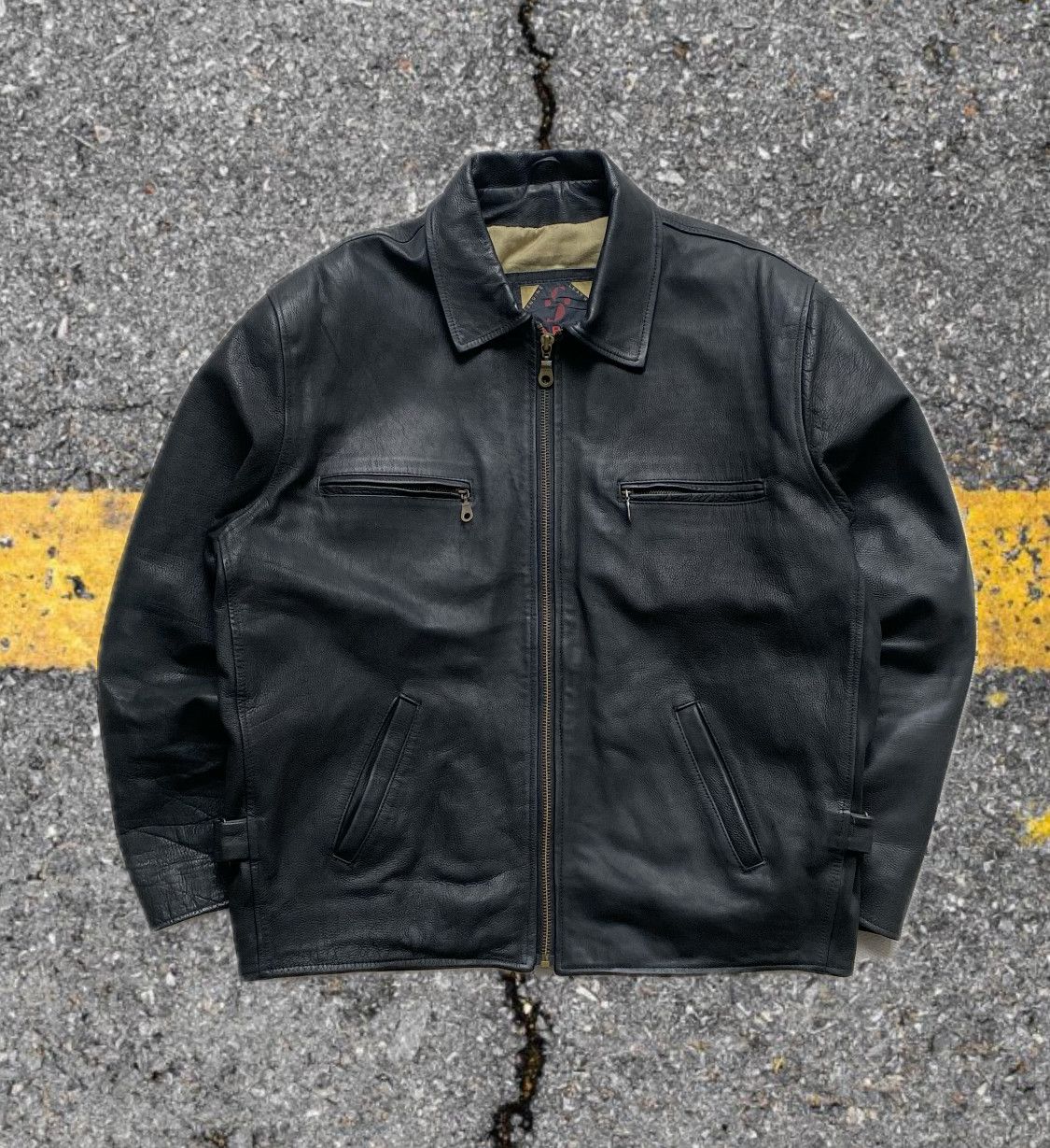 Leather Jacket × Racing × Vintage Vintage 80-90s Genuine Leather Racing ...
