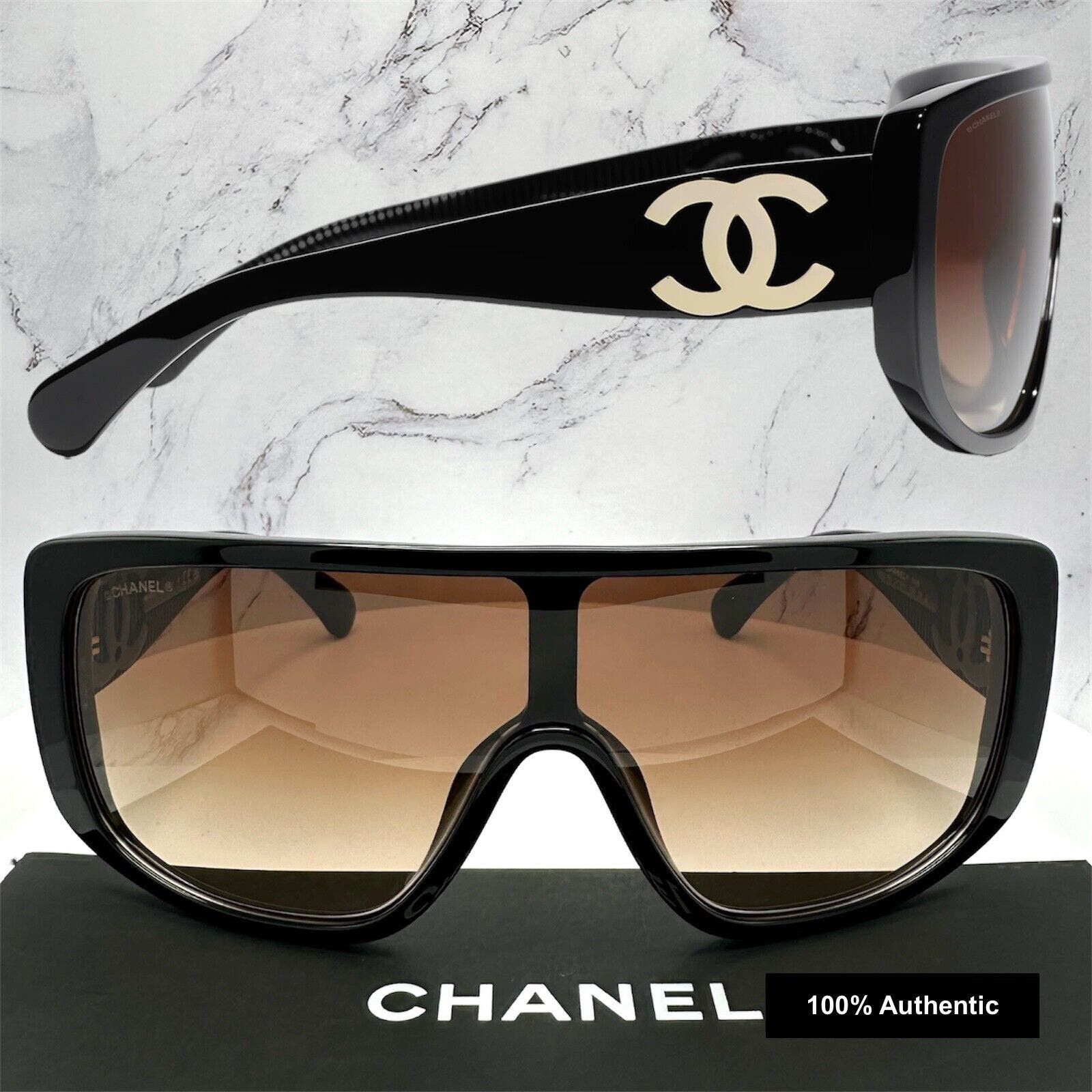 Chanel Chanel Sunglasses Shield Black Gold CC Logo 100% Authentic | Grailed