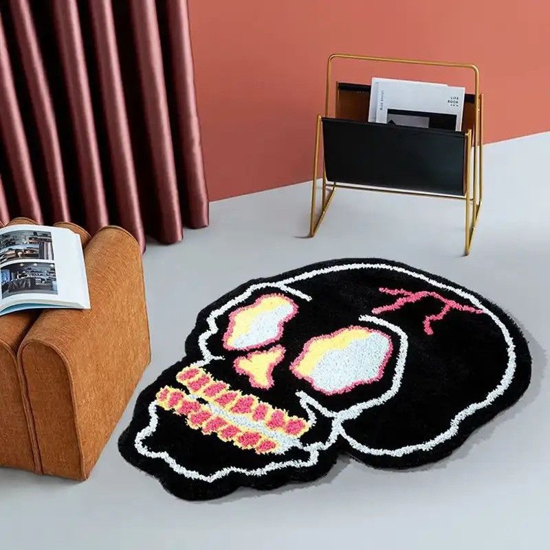 Handmade Cool Black Tufting Skull Living Room Carpet | Grailed