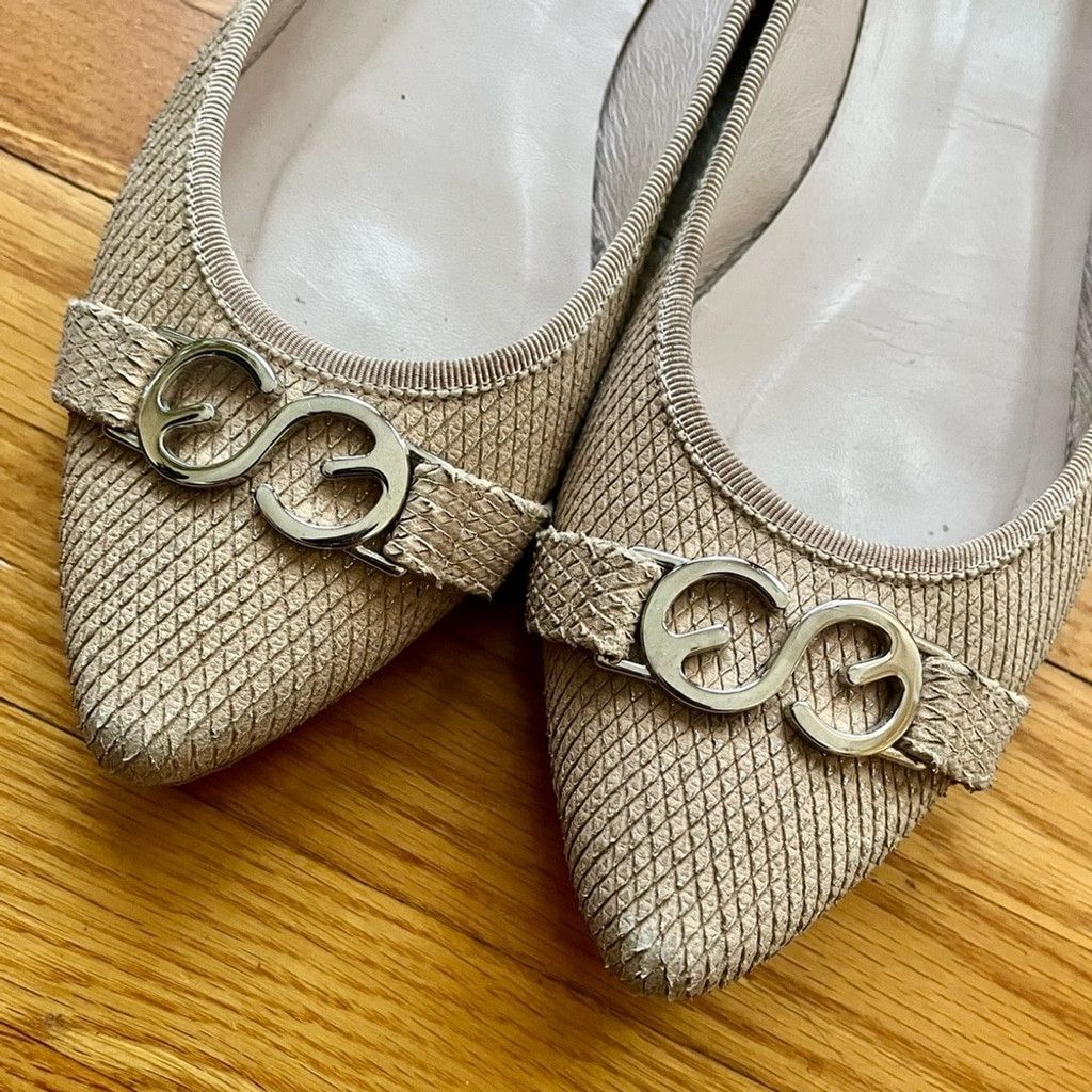 Escada ESCADA Sport Scale Textured Pointy Flats with Metal Logo | Grailed