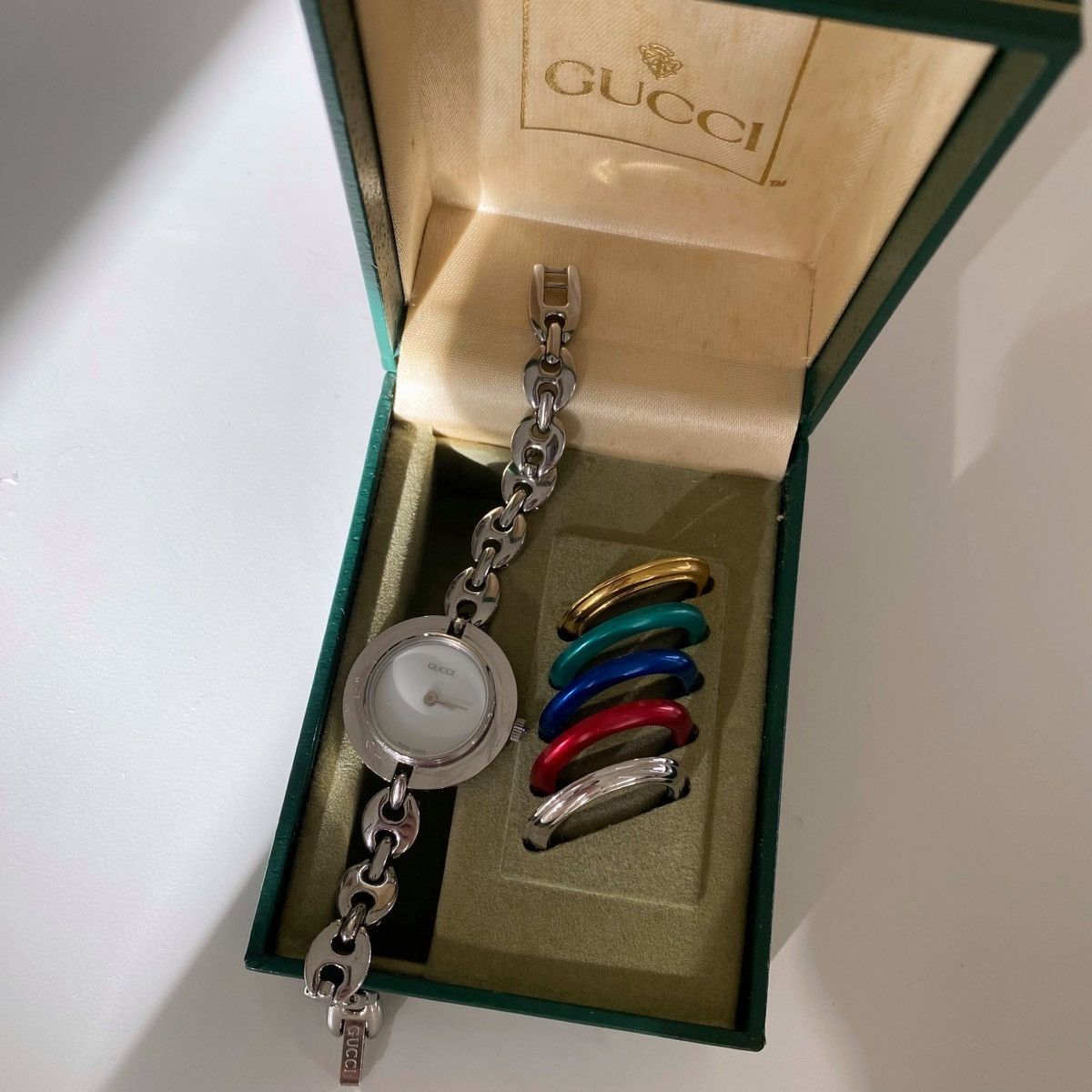 Gucci × Vintage Gucci 90s Stainless Steel Silver Watch with 5 Bezels ...