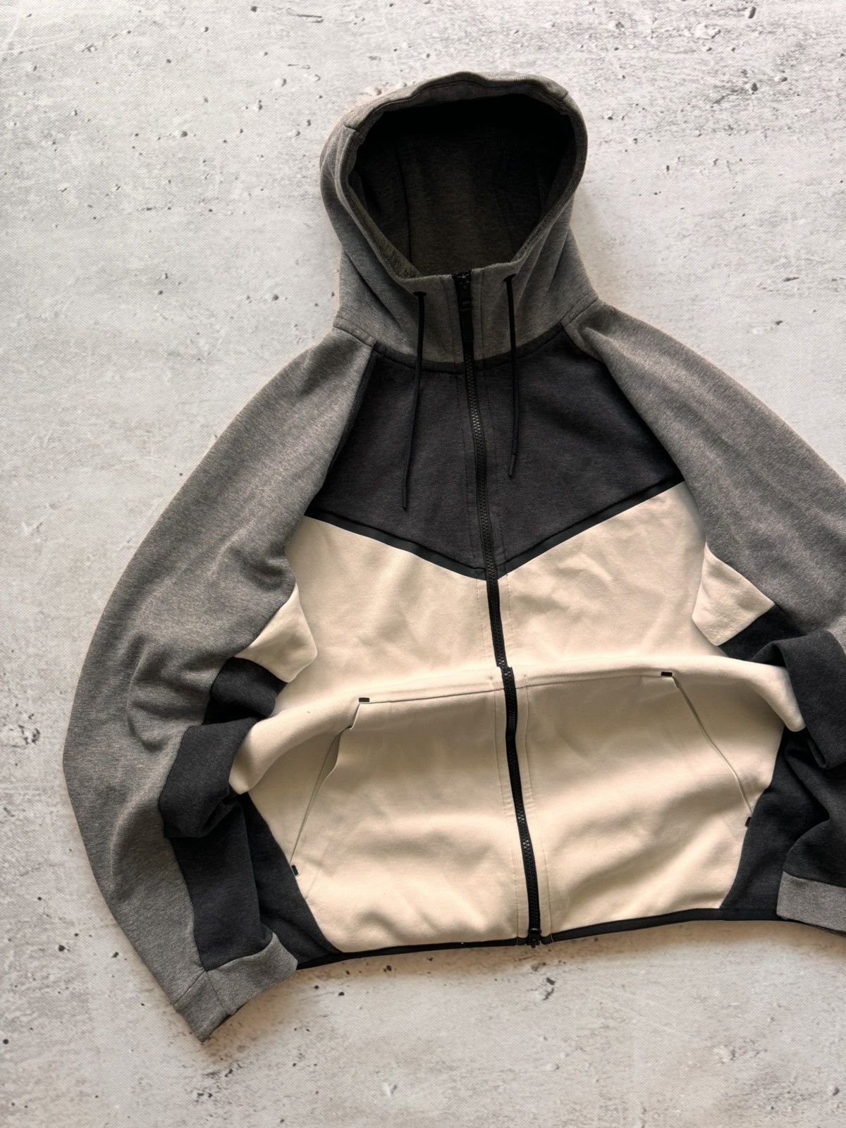 Nike NIKE TECH FLEECE VINTAGE BASIC LOGO OVERSIZE BOXY ZIP HOODIE | Grailed