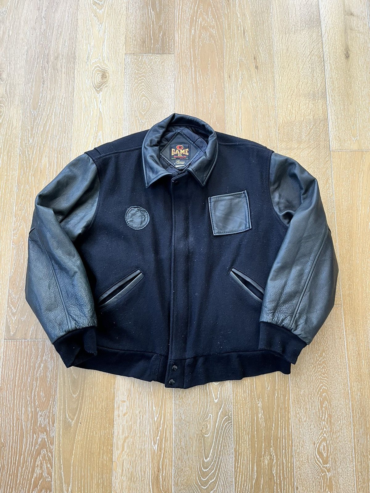 Leather × Streetwear × Vintage Varisity Jacket Black on Black | Grailed