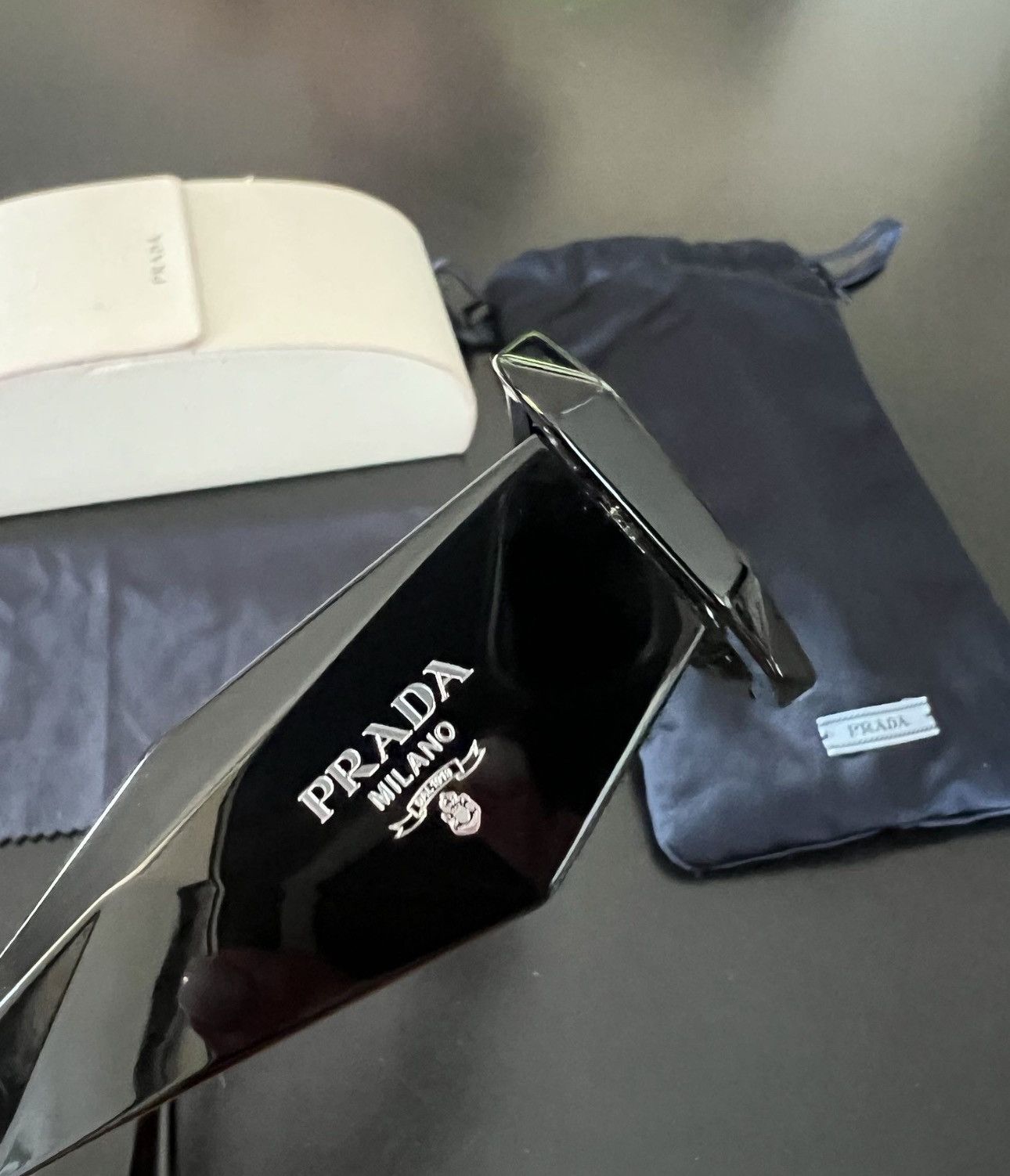 Prada × Raf Simons × Vintage PRADA 2023 Runway Symbole Black Sunglasses ...