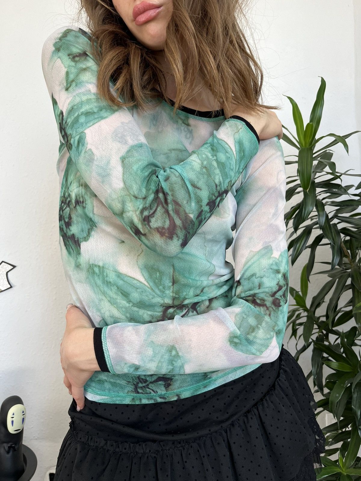 Vintage Y2K Vintage mesh flower fairy core top Gaultier style y2k | Grailed